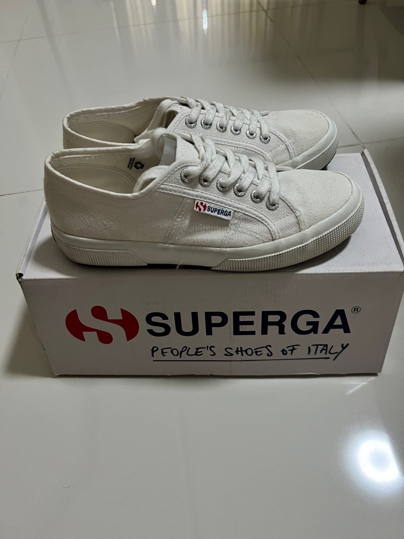 Superga 2750- Cotu Classic White Sneakers, Women's Fashion, Footwear ...