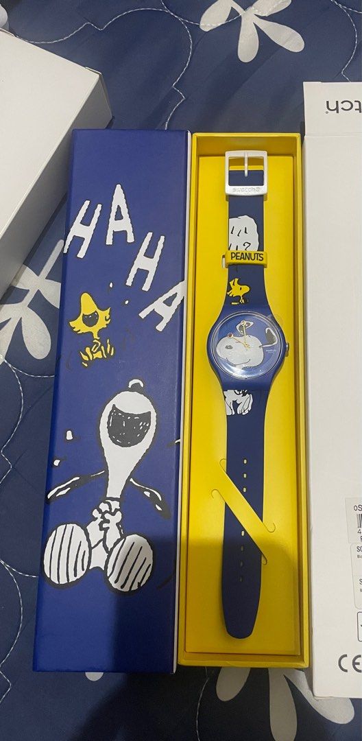 Swatch X PEANUTS SNOOPY WOODSTOCK SO29Z106 HEE HEE HEE Watch, Men's ...
