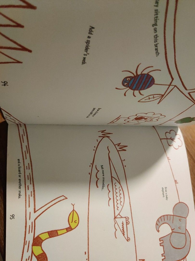 Usborne Step by Step Drawing Activity book, only one page done, Hobbies ...