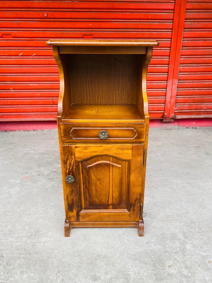 VINTAGE DESIGN SOLID WOOD TELEPHONE RACK / SIDE STAND 1DOOR 1DRAWER IN ...