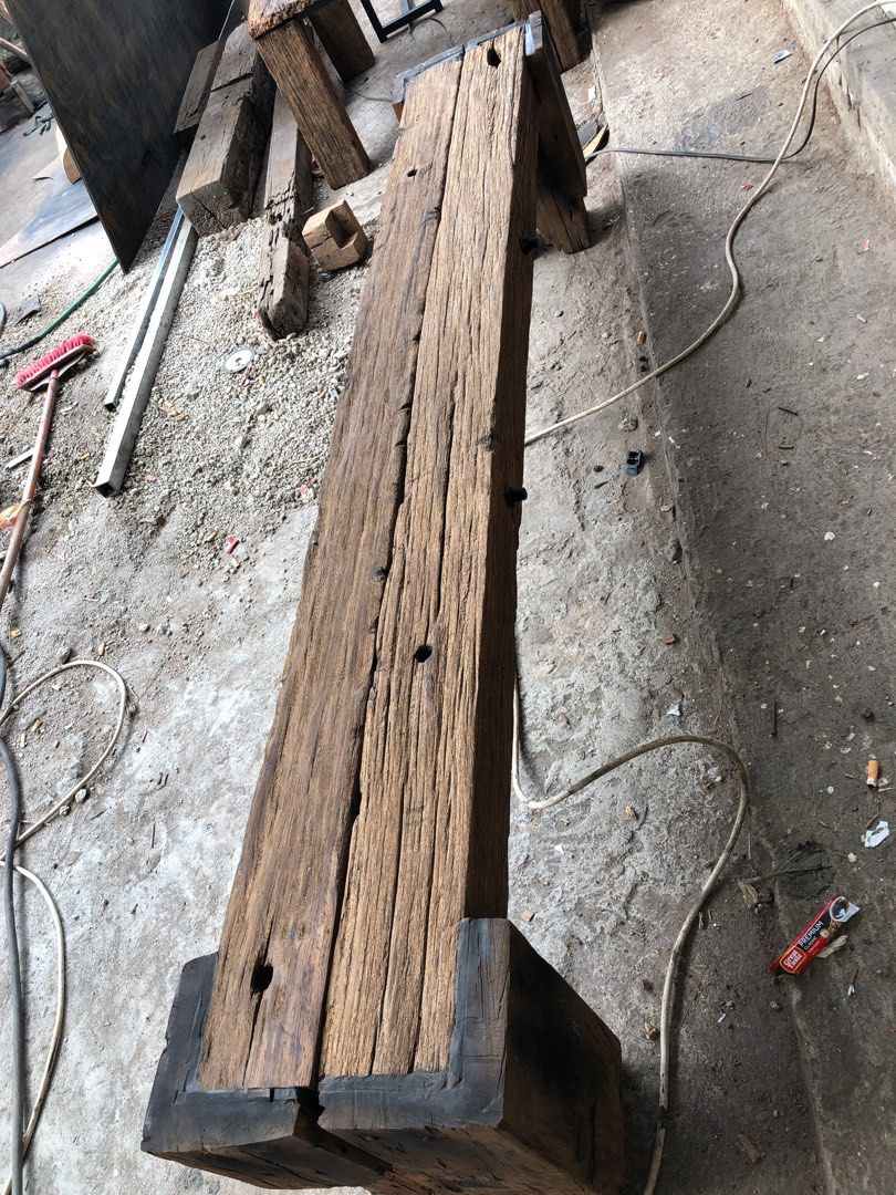 Yakal wooden bench, Furniture & Home Living, Outdoor Furniture on Carousell