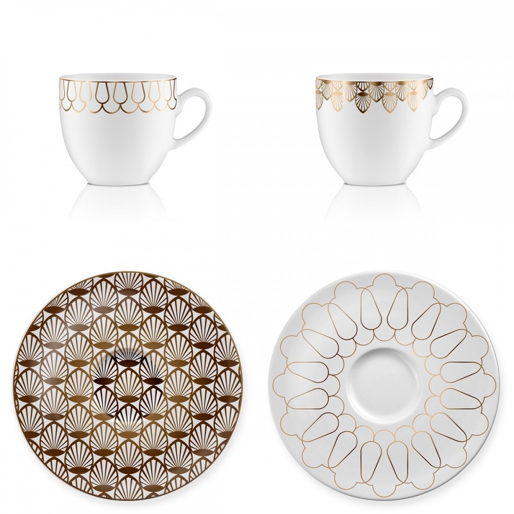 24K gold set of 2 coffee cups, Furniture & Home Living, Kitchenware ...