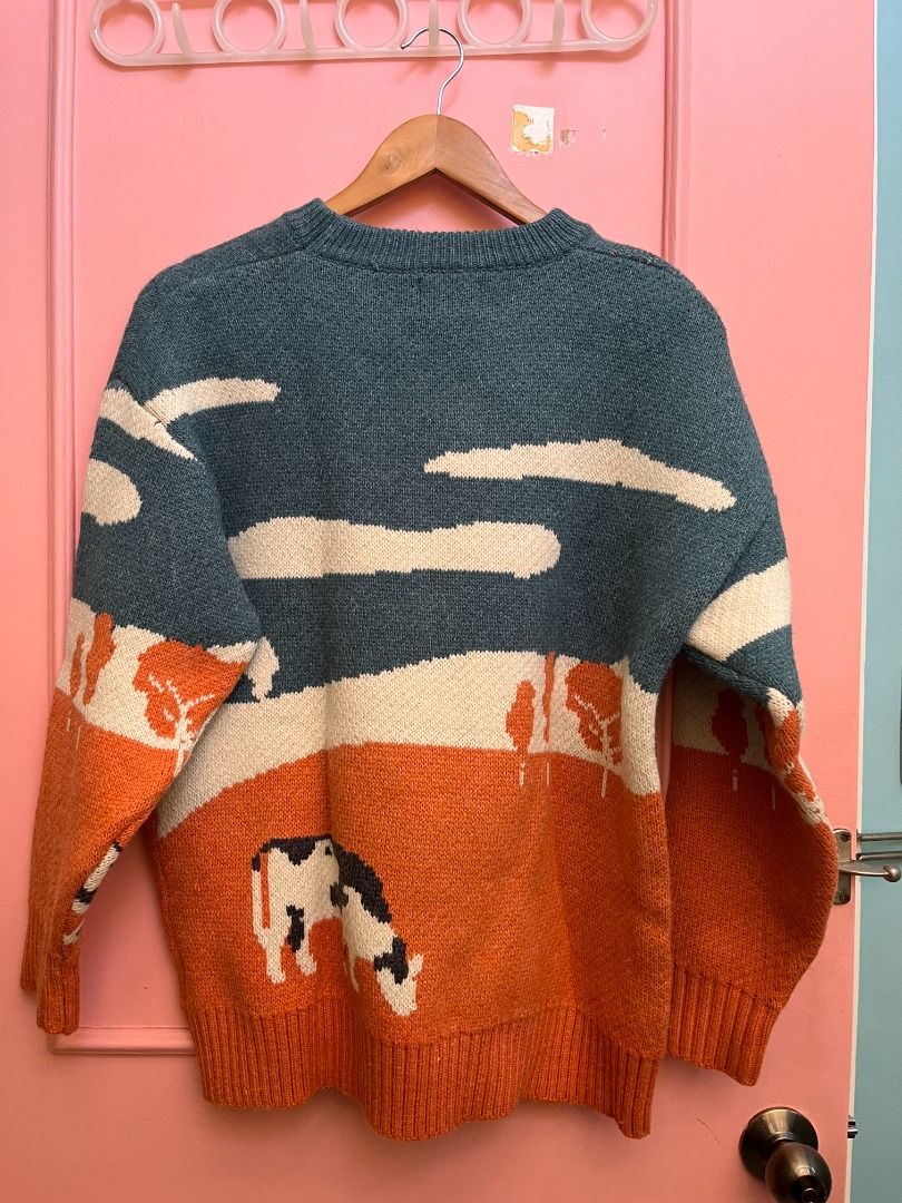 Aelfric Eden Cow Sweater - Orange, Men's Fashion, Coats, Jackets and ...