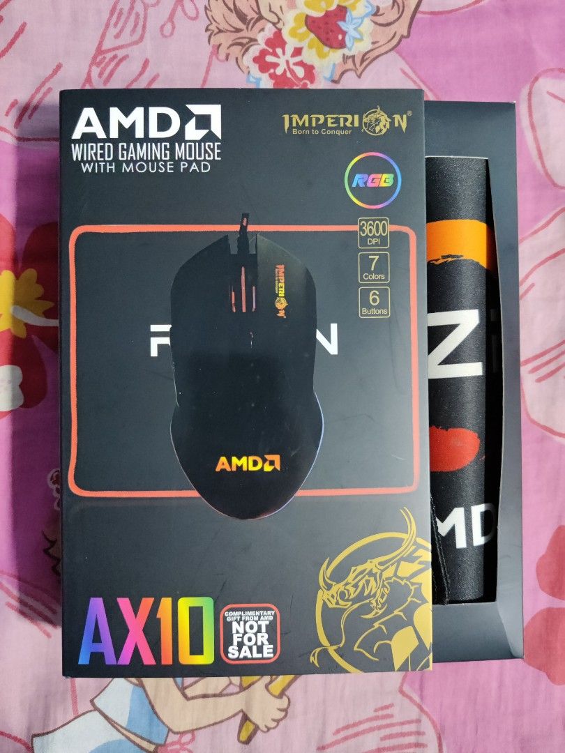 AMD imperion gaming mouse with AMD mousepad, Computers & Tech, Parts ...
