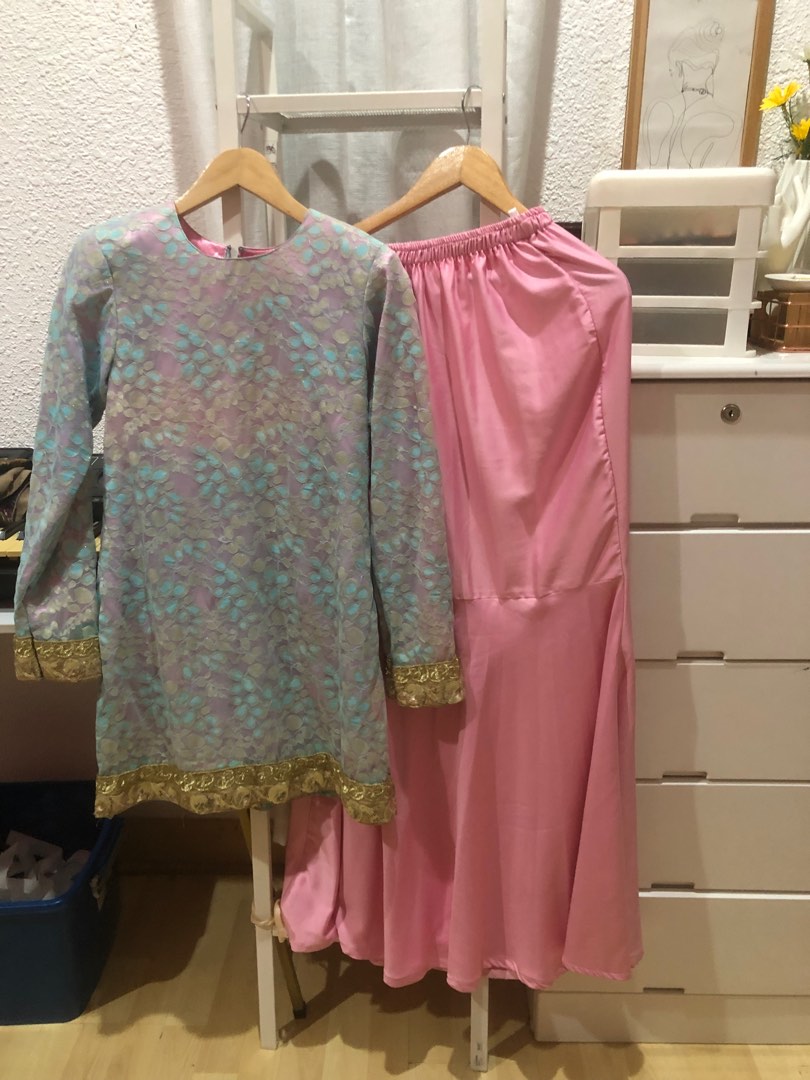 Bju mini kurung kain lace..lining dan kain payung, Women's Fashion ...