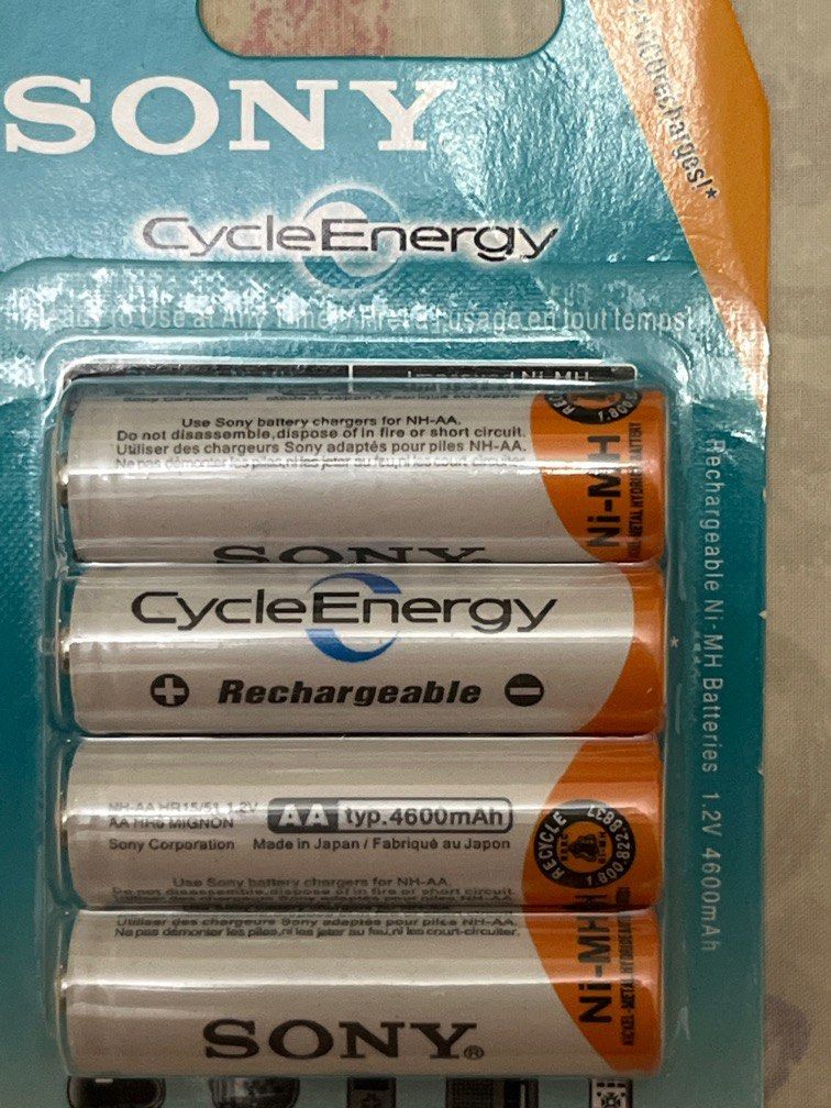 BNIB Sony CycleEnergy AA 4600mAh Rechargeable Battery, Photography ...