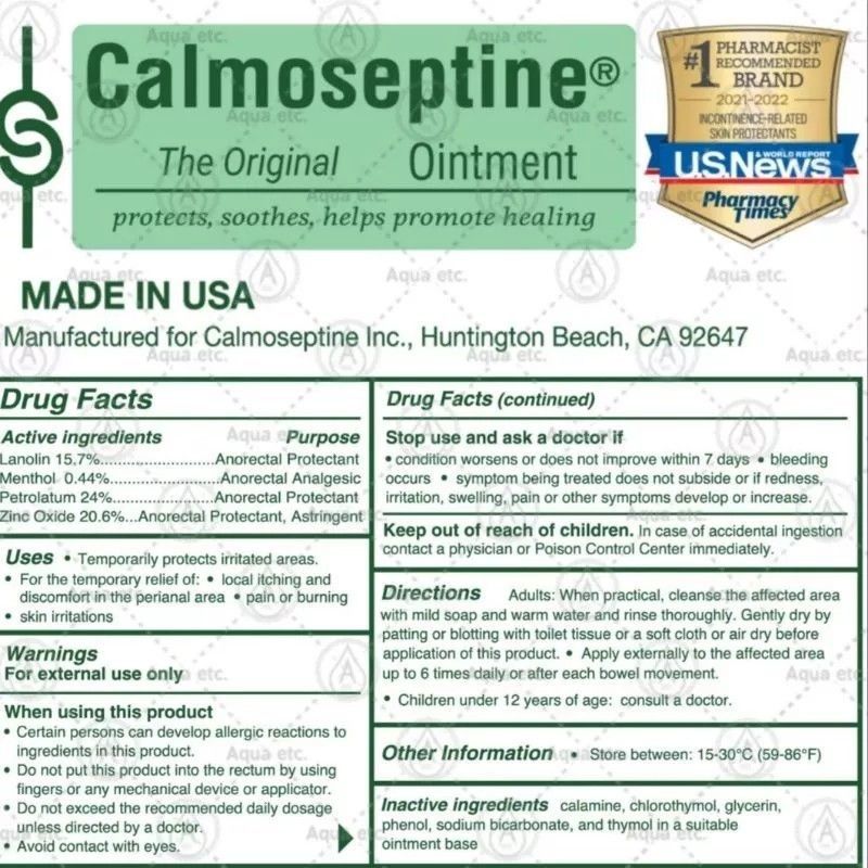 Calmoseptine Ointment 4oz 113g Zinc Oxide Petrolatum Menthol Lanolin ...