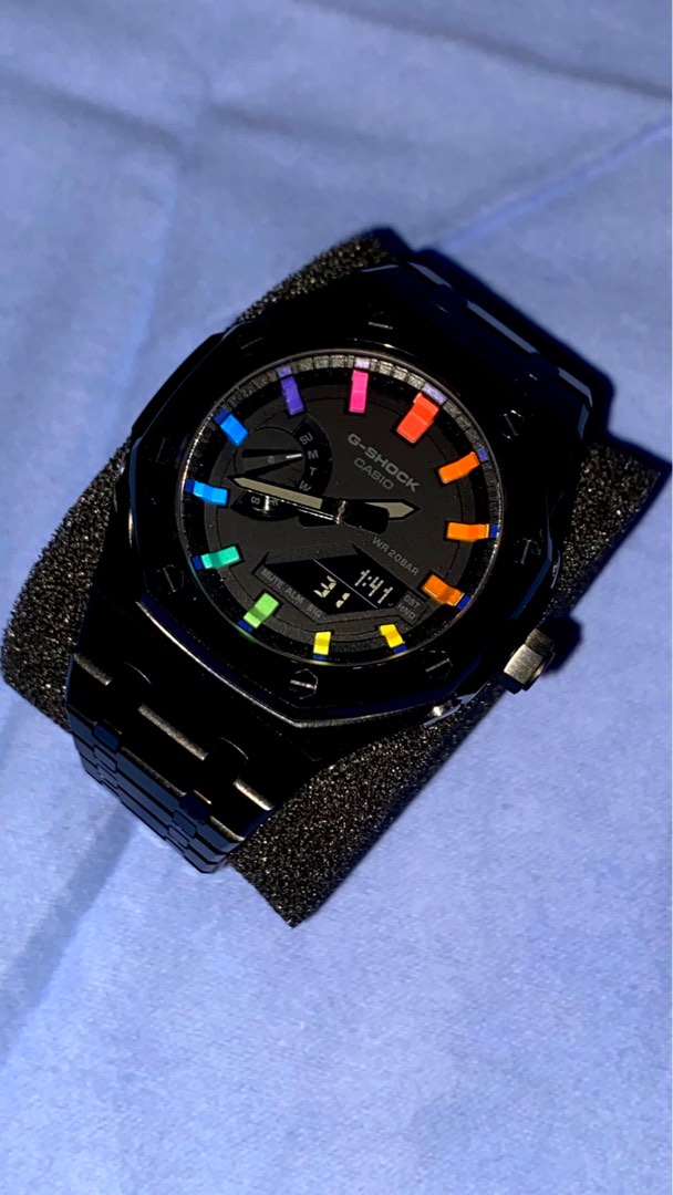 Casio G-Shock GA-2100 Black/Rainbow dials, Men's Fashion, Watches ...