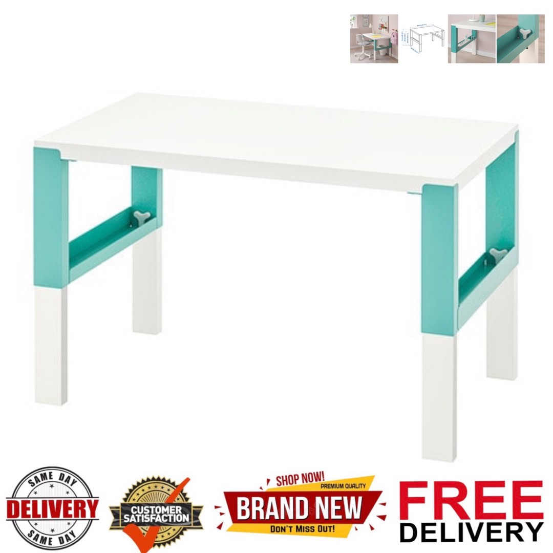 Children study table playing table PAHL Desk White/turquoise 96x58 ...