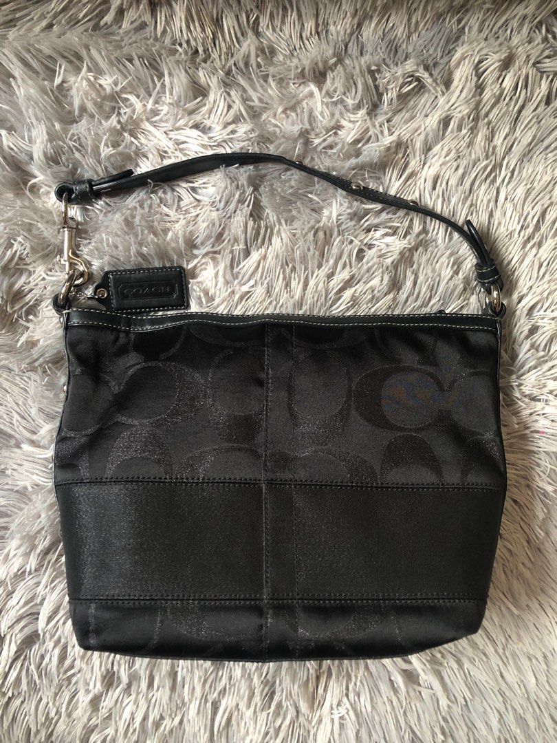 COACH Black Signature Striped Lurex Stud Tote Leather 12909, Luxury ...