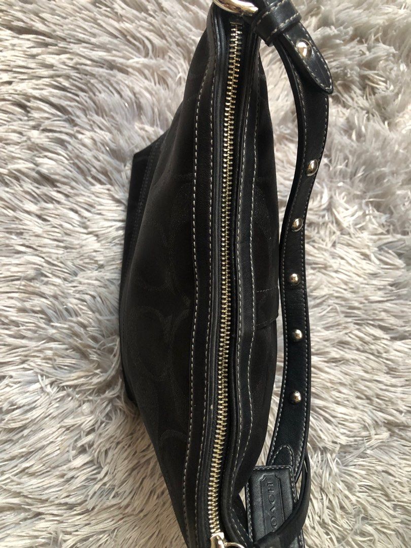 COACH Black Signature Striped Lurex Stud Tote Leather 12909, Luxury ...