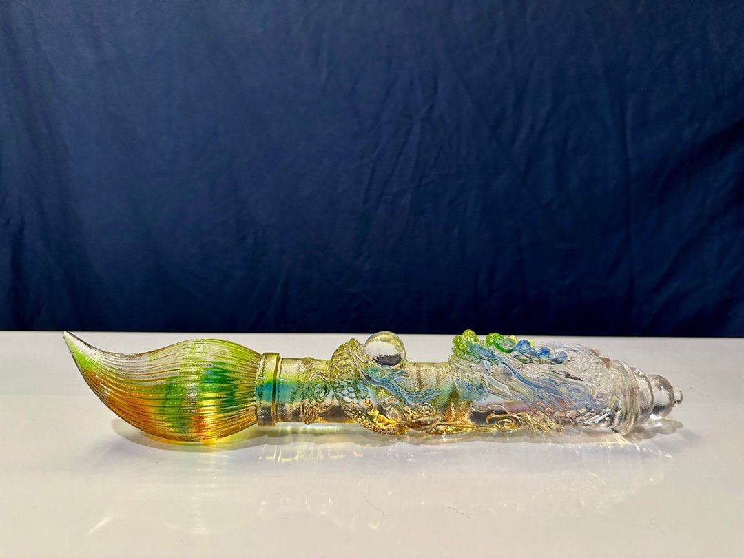 Colourful Glass Liu Li Dragon Poweful Calligraphy Brush, Hobbies & Toys ...
