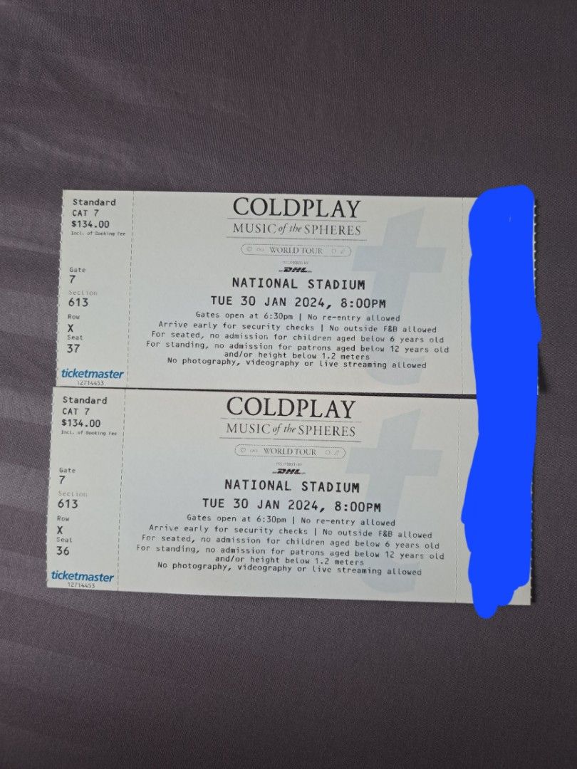 Colplay concert tickets 30 jan 2024, Tickets & Vouchers, Event Tickets ...