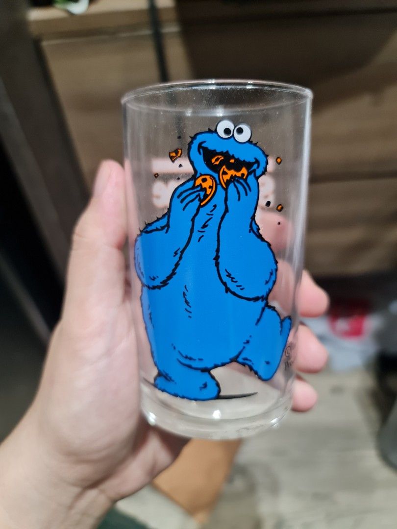 SESAME STREET COOKIE MONSTER GLASS CUP, Furniture & Home Living ...