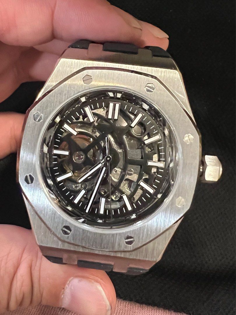 Custom watch nh35 skeleton face, Men's Fashion, Watches & Accessories ...