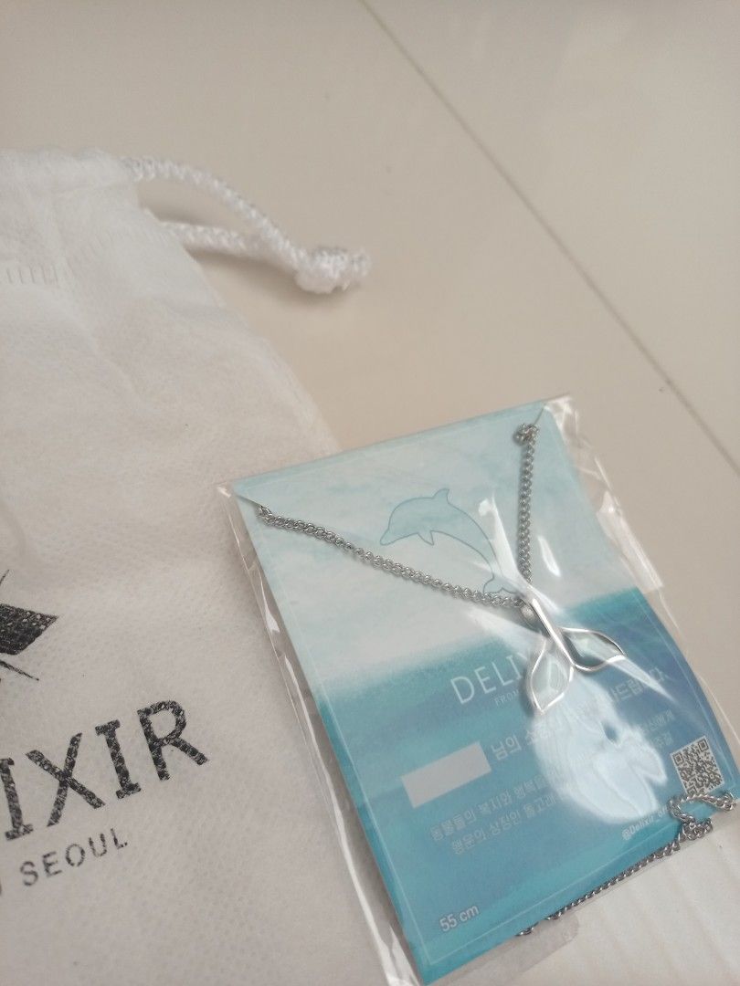 delixir bts jungkook silver blue dolphin necklace, Luxury, Accessories on Carousell