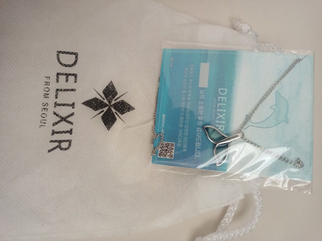delixir bts jungkook silver blue dolphin necklace, Luxury, Accessories on Carousell