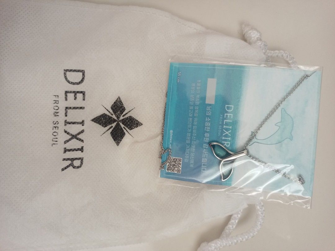 delixir bts jungkook silver blue dolphin necklace, Luxury, Accessories on Carousell