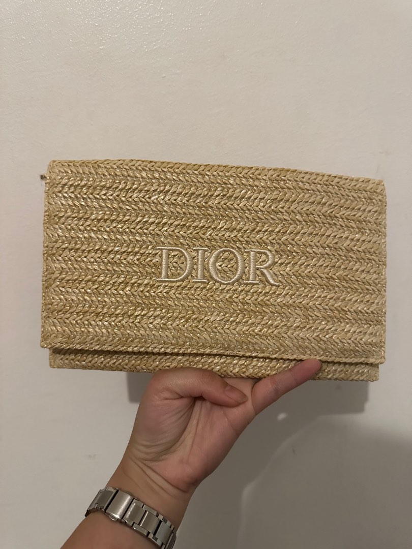 Dior Raffia Wallet/pouch, Luxury, Bags & Wallets on Carousell