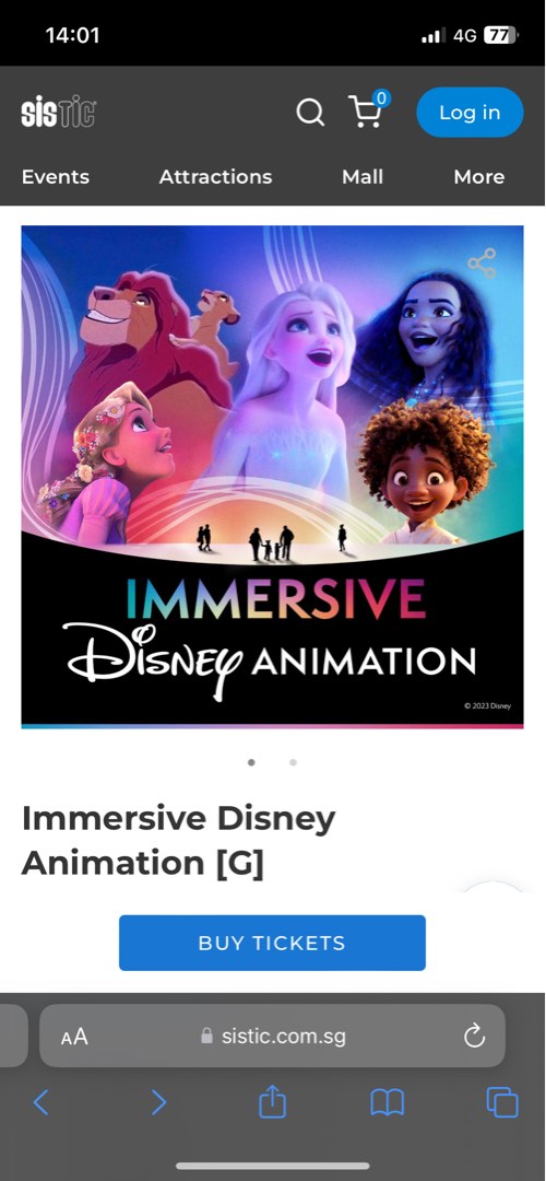 disney immersive animation basic tickets, Tickets & Vouchers, Event Tickets on Carousell