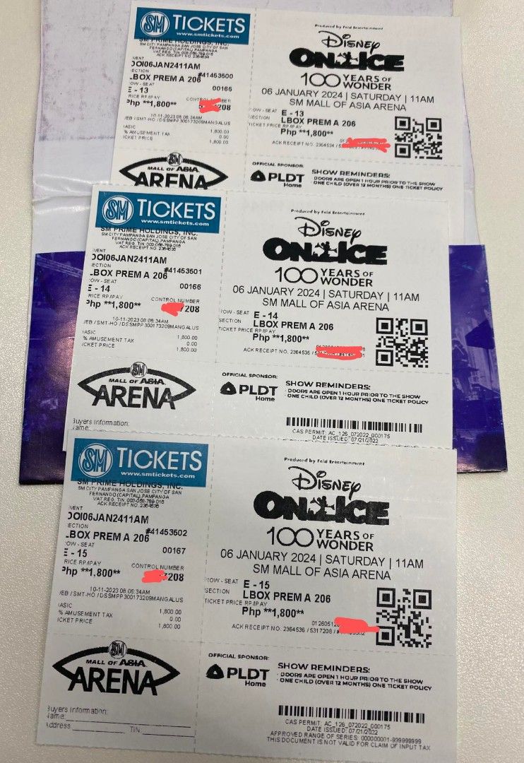 Disney On Ice - 3 tickets Jan06 LB Prem, Tickets & Vouchers, Event ...