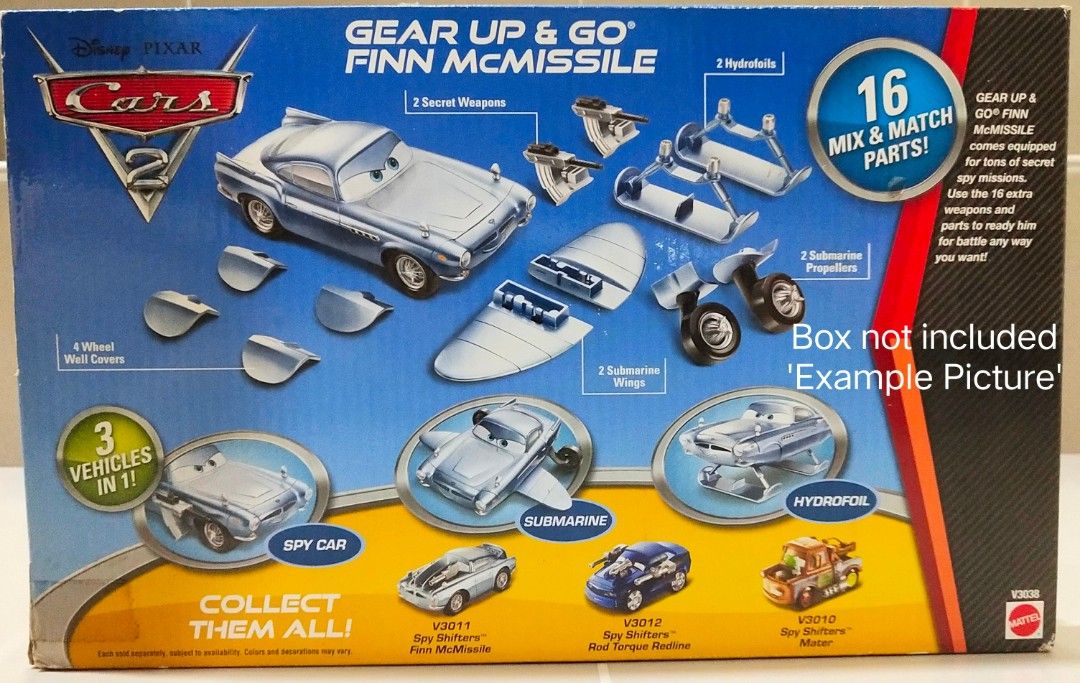Disney Pixar CARS 2 Movie Finn McMissile Gear Up n Go 3 SPY Vehicle ...