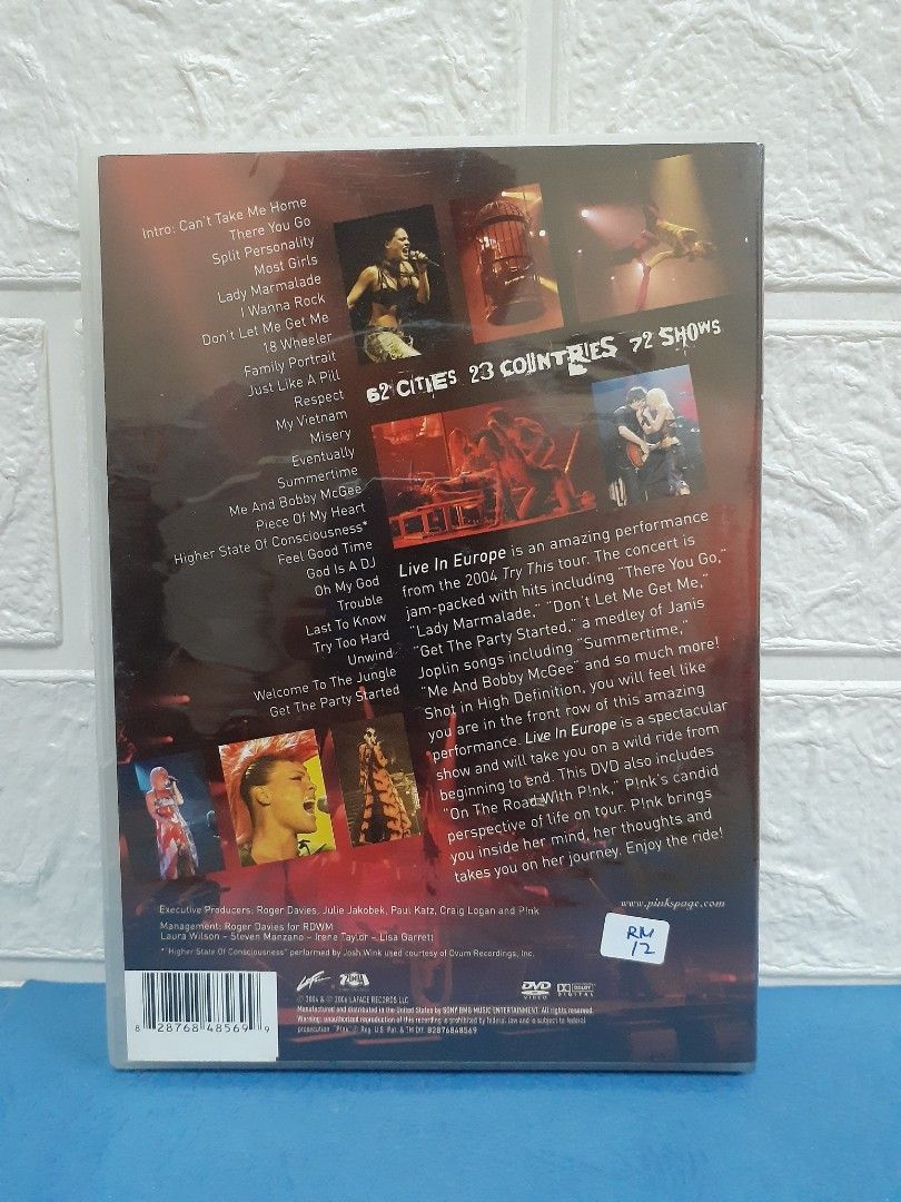(DVD) Pink Live In Europe From The 2004 Try This Tour, Hobbies & Toys ...