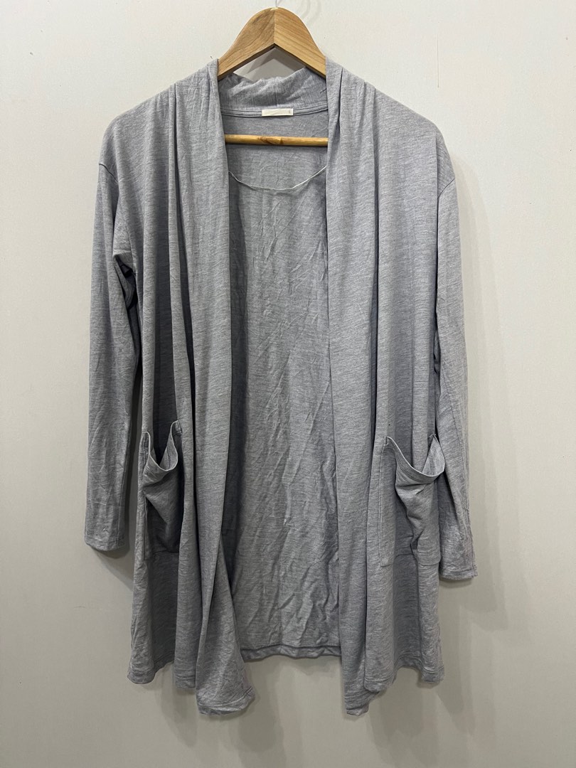 GU Gray Long Cardigan, Women's Fashion, Coats, Jackets and Outerwear on ...