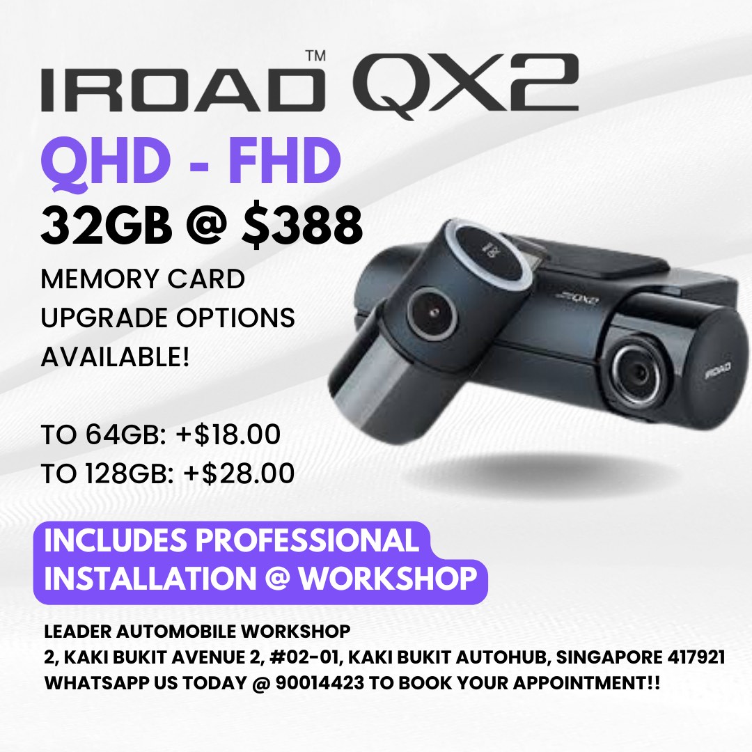 *INSTALL INSTALLATION!* IROAD QX2 QHD-FHD 2CH DASHCAM WITH 32GB MICROSD CARD!, Car Accessories ...