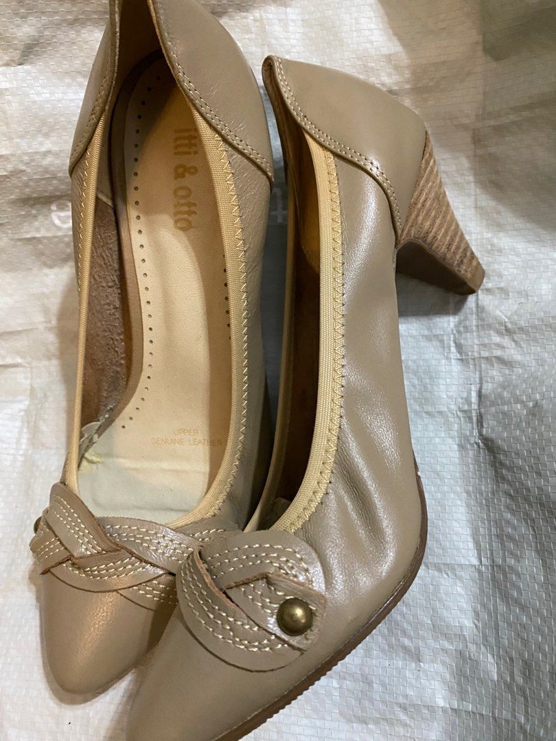 Itti & Otto Heeled Tan Leather Shoes, Women's Fashion, Footwear, Heels ...