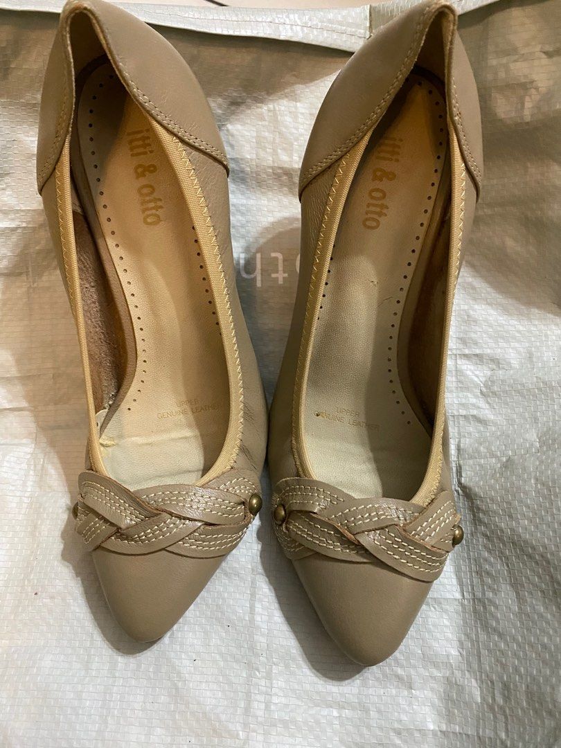 Itti & Otto Heeled Tan Leather Shoes, Women's Fashion, Footwear, Heels ...