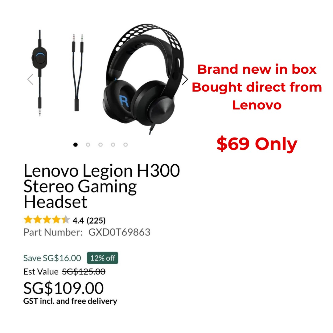 Lenovo Legion H300 Stereo Gaming Headset, Audio, Headphones & Headsets ...