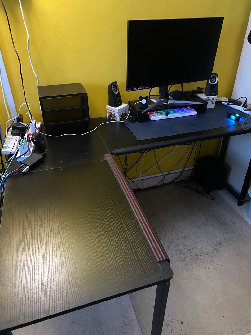 L-shaped table for studying/gaming, Furniture & Home Living, Furniture ...