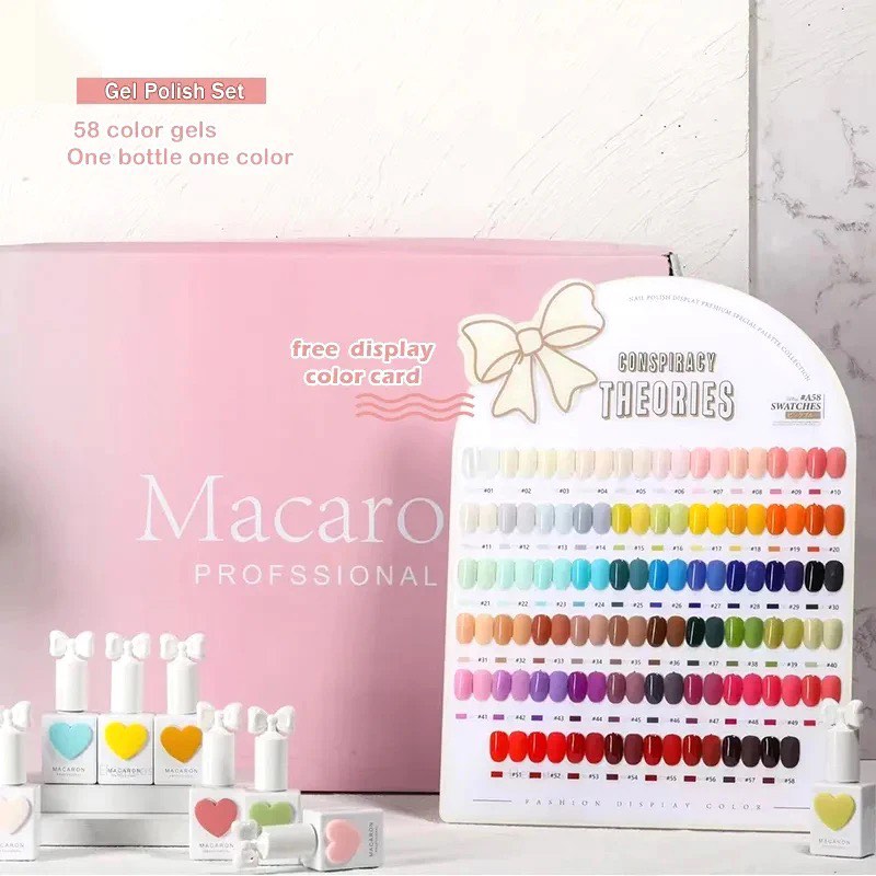 Macaron Gel Polish Set 58 Colors Macaroon Sansu Sweetheart Korean ...