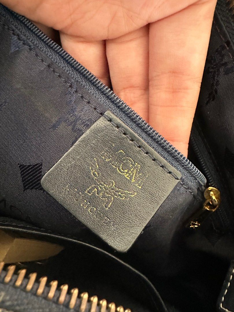 MCM denim shoulder bag, Luxury, Bags & Wallets on Carousell
