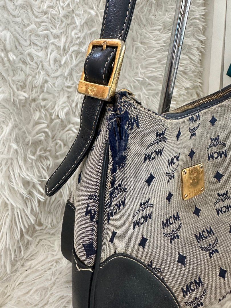 MCM denim shoulder bag, Luxury, Bags & Wallets on Carousell