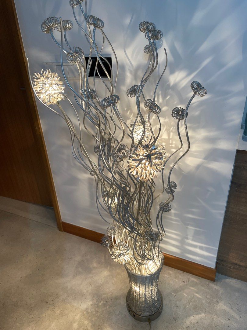 Metallic floral standing light, Furniture & Home Living, Lighting ...