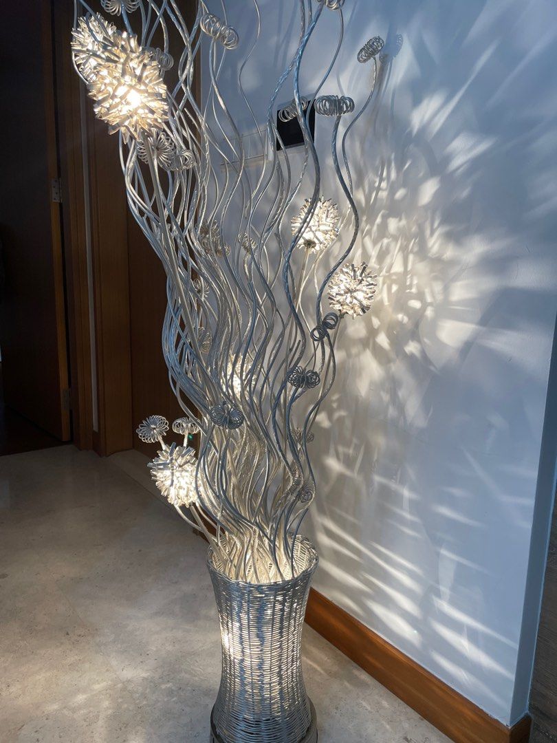 Metallic floral standing light, Furniture & Home Living, Lighting ...