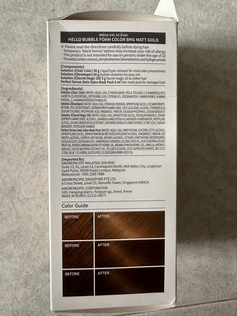MISE-EN-SCÈNE Hello Bubble Foam Color 8MG Matt Gold 1s, Beauty ...