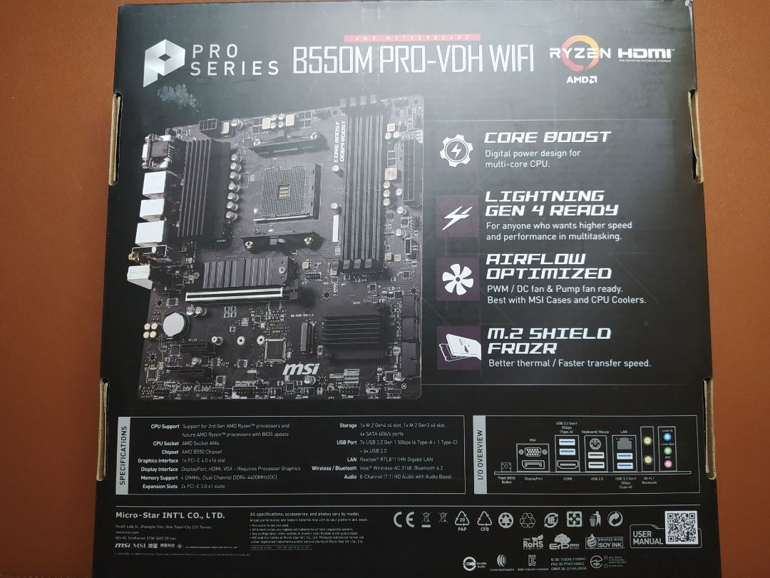 MSI B550M PRO-VDH WiFi ProSeries Motherboard (AMD AM4, DDR4, PCIe 4.0 ...