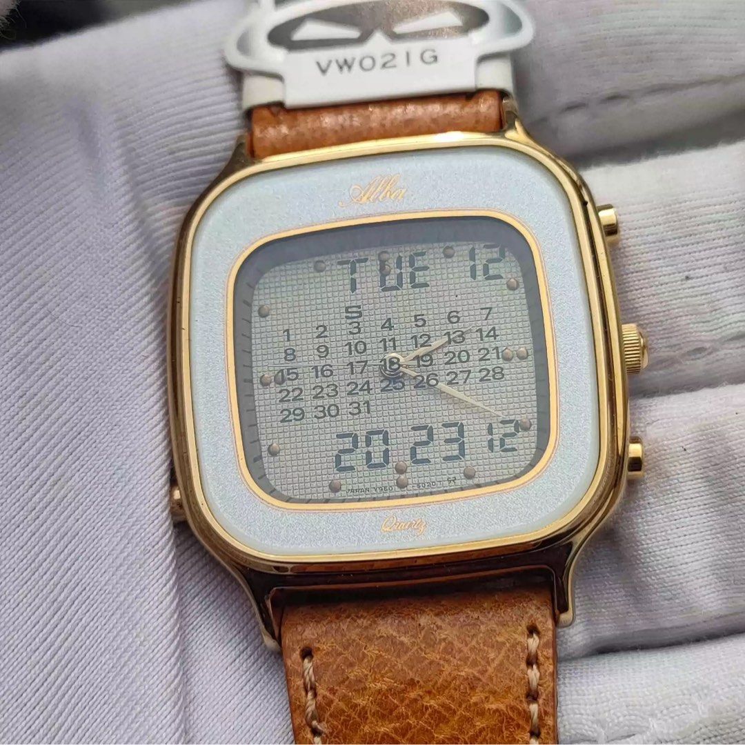NOS New Old Stock Alba Dual Display Digital 31mm Square Watch, Men's ...