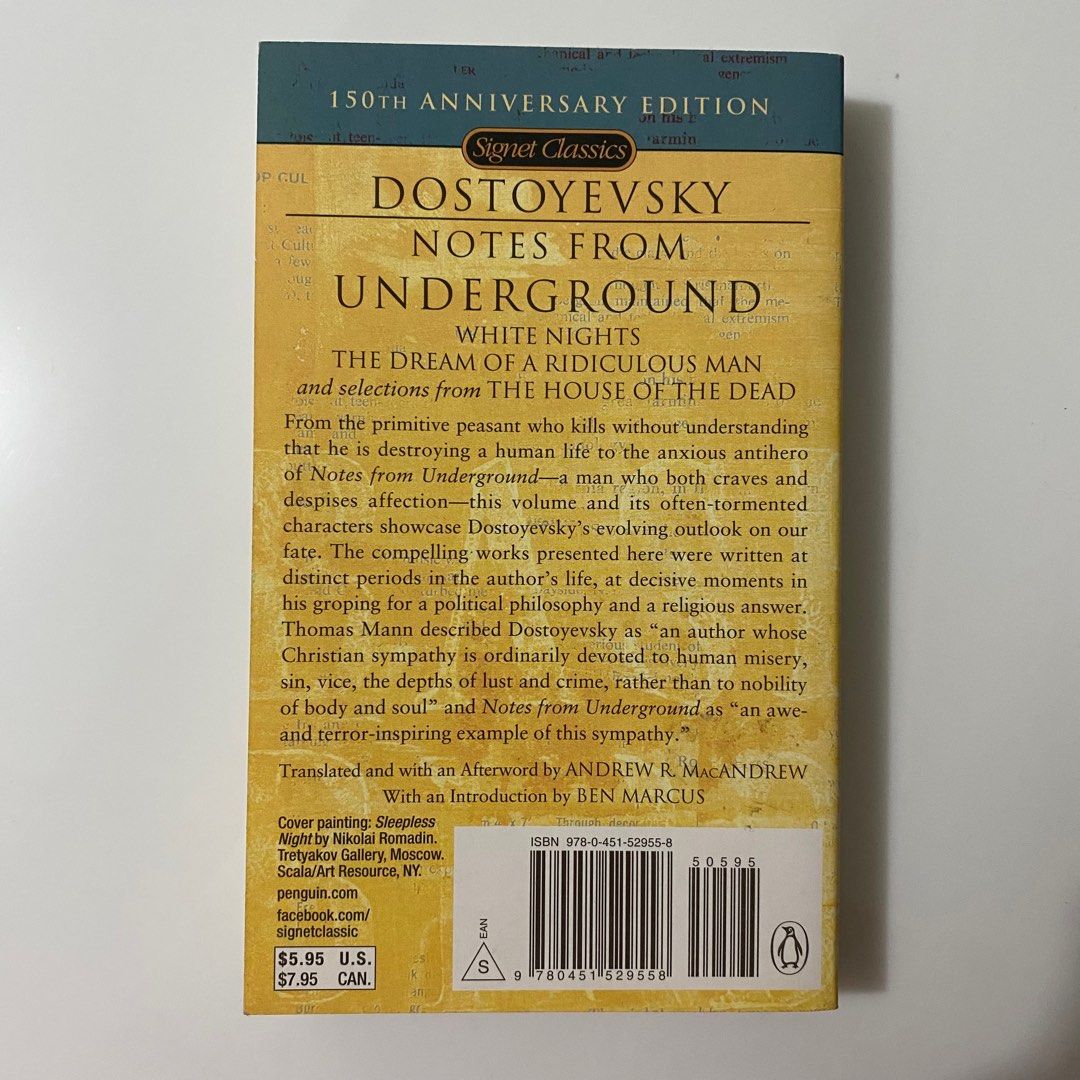 Notes from Underground Fyodor Dostoevsky, Hobbies & Toys, Books ...