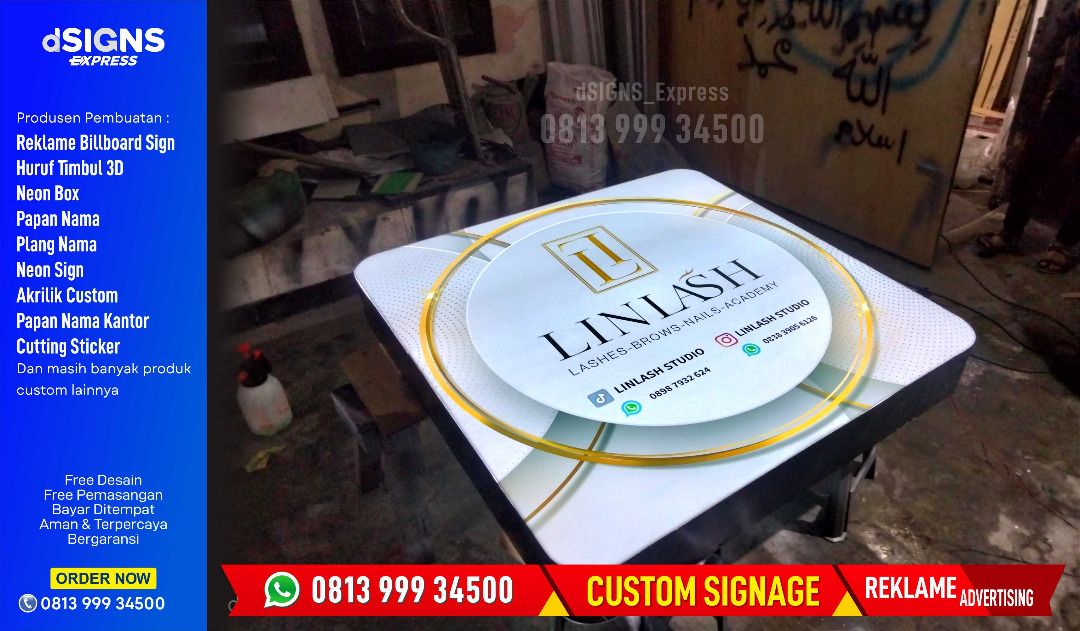 Papan Nama Neon Box Linlash Studio | Neon Box Salon Kecantikan Bandung ...