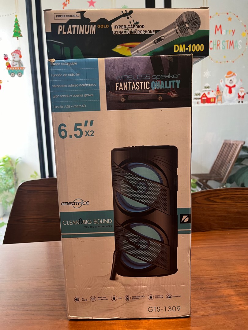 Platinum Gold Videoke Mic and Wireless Speaker, TV & Home Appliances ...