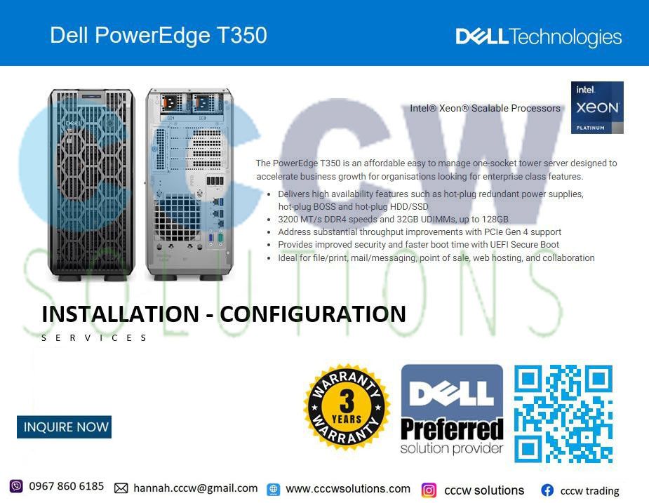PowerEdge T350 Tower Server Processor: Intel Xeon E-2324G 3.1GHz, 8M ...
