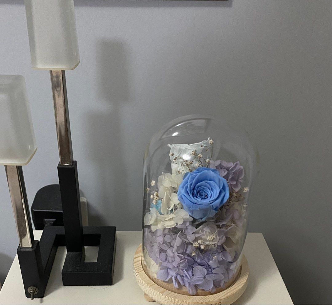 Preserved Flower Dome with lights, Furniture & Home Living, Home Decor ...
