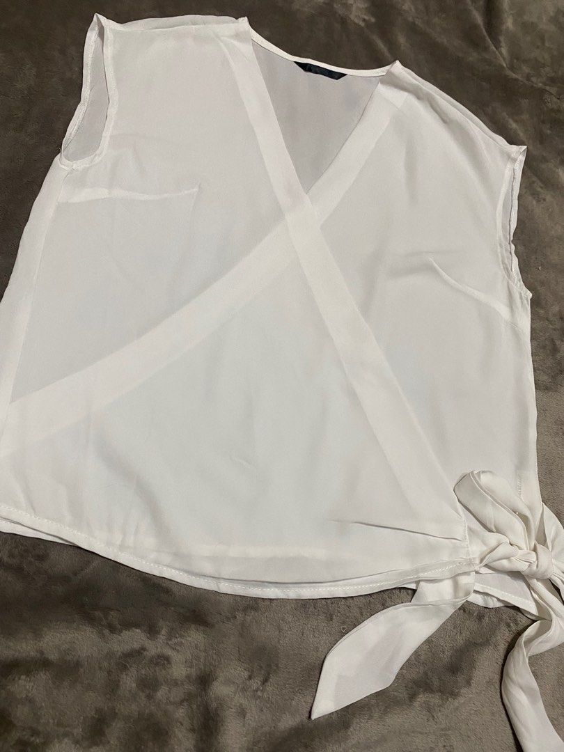 Shein White sheer office blouse, Women's Fashion, Tops, Blouses on ...