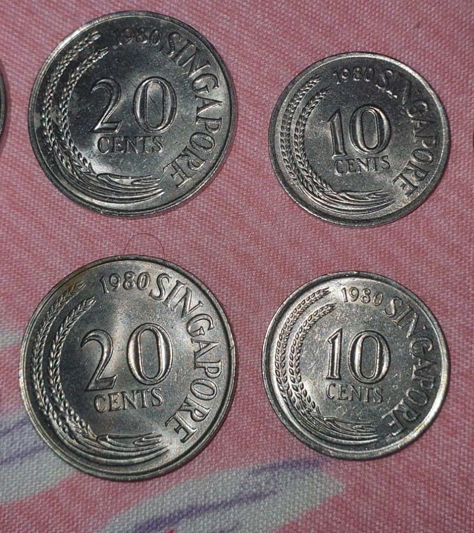 Singapore 1st series coins S$1, 50c, 20c, 10c, 5c & 1c/ 1984 & 1980s (2 ...