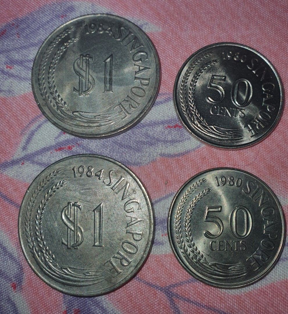 Singapore 1st series coins S$1, 50c, 20c, 10c, 5c & 1c/ 1984 & 1980s (2 ...