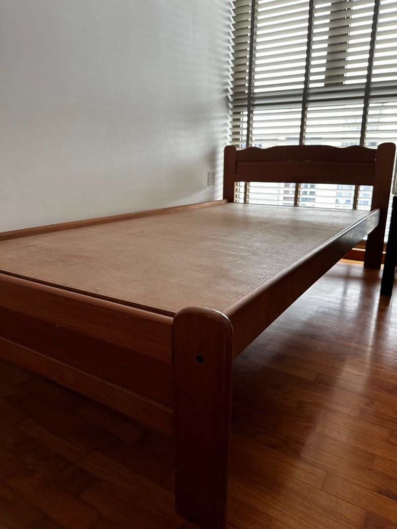 Single solid wood bed frame, Furniture & Home Living, Furniture, Bed ...